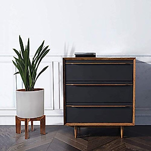 Wood Plant Stand, Mid Century Modern Planter Stand Rattan Flower Pot Stand, Low Short Plant Stands Indoor - Boho Rustic Wooden Stool for Plant Pot Holder, Fit 5-15 Inch Pot