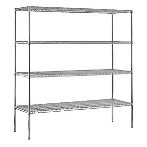 Sandusky WS722474-C Chrome Steel Heavy Duty Adjustable Wire Shelving, 2400 lbs Capacity, 72" Width x 74" Height x 24" Depth, 4 Shelves