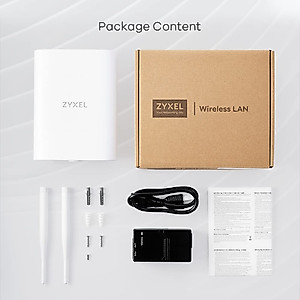 ZyXEL WiFi 6 AX1800 Wireless Gigabit Outdoor Access Point | IP55 Rated | Mesh, Seamless Roaming & MU-MIMO | WPA3-PSK Security | Cloud, App or Direct Management | PoE+ Injector Included | NWA55AXE