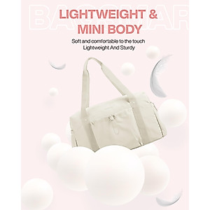 BAGSMART Foldable Travel Duffle Bag for Women, Gym Tote Bag for Sports, 26L Airport Carry On Weekender Overnight Bag for Travel, Travel Accessories(Beige)