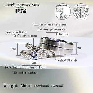 His And Hers Promise Ring Adjustable size Wedding Ring Sets His And Hers Couples Women 925 Sterling Silver Round Cz Man Titanium Wedding Bands