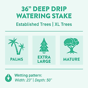 36 in. DEEP DRIP Large Tree Watering Stake (3 Pack) | UV-Protected ABS Plastic Tree Irrigation Spike for Extra-Large Sized Trees, Established Trees, and Palms