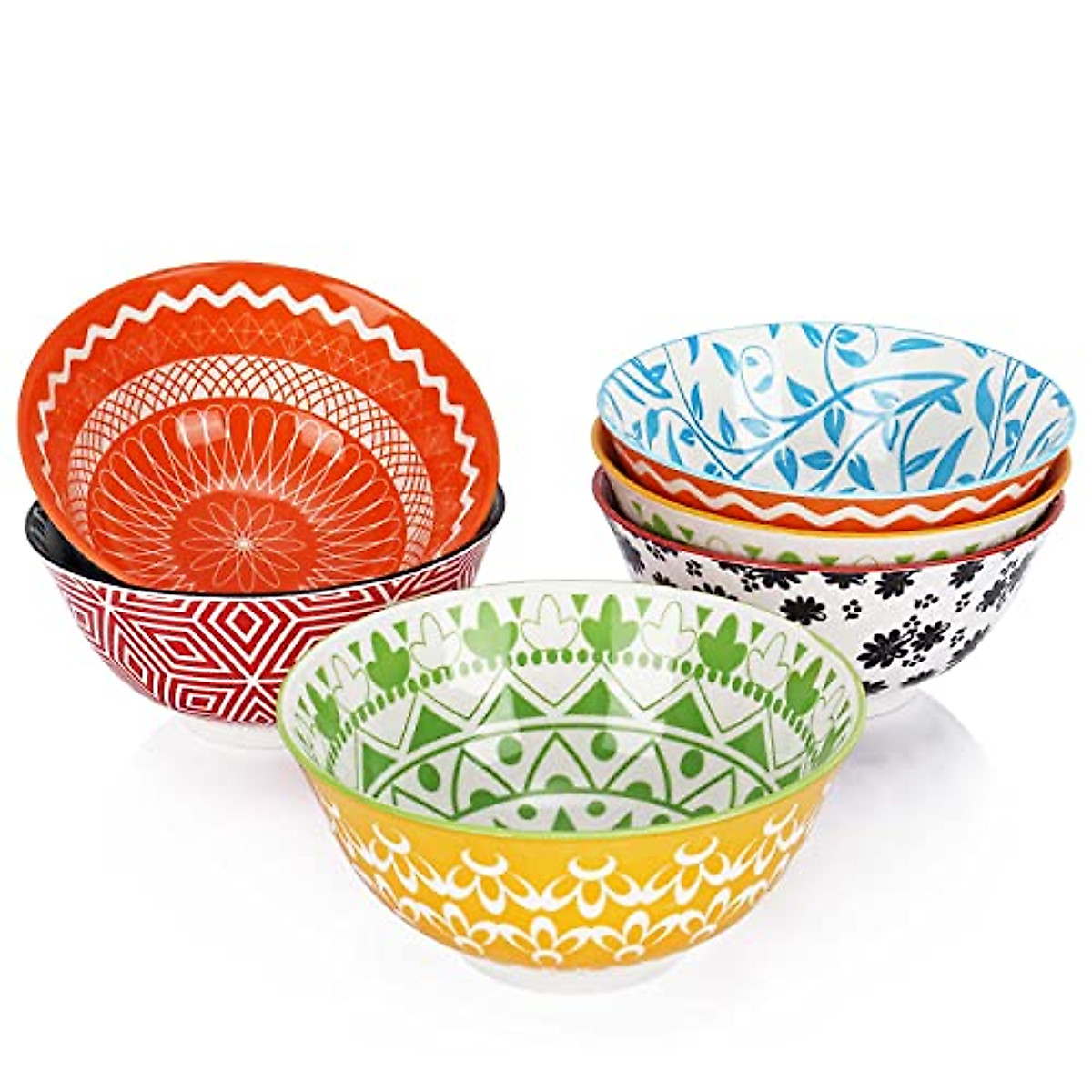 Vivimee Small Ceramic Bowls Set of 6, 10 oz Colorful Dessert Bowls, Ice Cream Bowls, Stackable Snack Bowls for Ice Cream, Snack, Rice, Condiments, Side Dishes, Yogurt, Microwave Dishwasher Safe