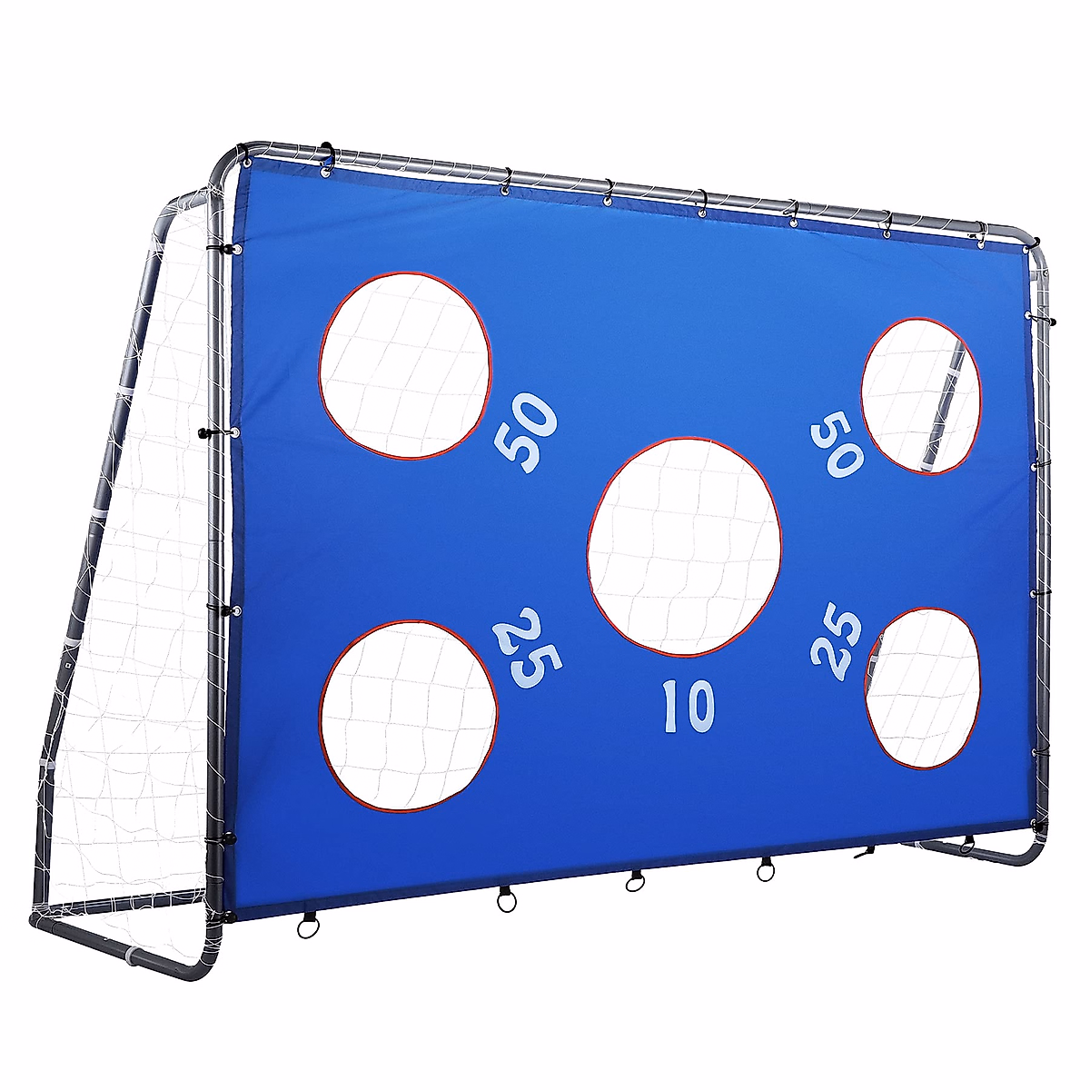 ZELUS Soccer Goal 8 x 5.6 ft, 2 in 1 Powder Coated Soccer Goal Frame with All Weather Net & Detachable Target Goal Net for improving Skills
