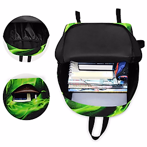 Green Fire Dragon Backpack, Travel Rucksack Lightweight School Bookbag Daypack for Adults Teen Students Boys Girls