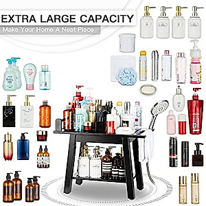 ETECHMART 2-Tier Bamboo Shower Bench, 24 Inch Spa Stool with Storage Shelf for Inside Shower Legs Shaving, Entryway or Bathroom, A-Shaped Shower Bath Seat for Seniors Adults Disabled Women, Espresso