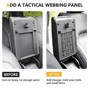 RERPRO Center Console Organizer Storage Compatible with 2021 2022 2023 2024 2025 Ford Bronco 2/4 Door Interior Accessories Armrest Tactical Webbing Molle Panel, 1 Pack Black