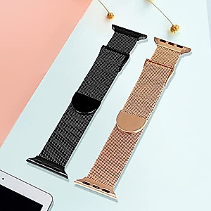 Magnetic Watch Band Compatible with Apple Watch Bands 42mm 44mm 45mm for Women Men,Milanese Loop Stainless Steel Mesh Adjustable Strap Wristband for iWatch Series 8 7 6 5 4 3 2 SE