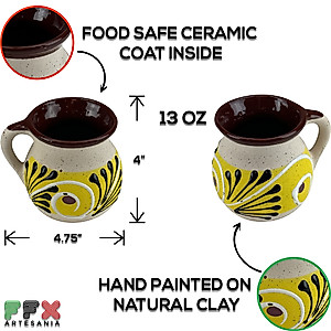 FFX Artesania Mexican Terracotta Coffee Mugs Clay Cups Tazas Para Cafe de Barro Artisan Made EACH MUG UNIQUE Hand Painted Terracotta Cocktail Glasses Tea Decor