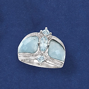 Ross-Simons 5.85 ct. t.w. Aquamarine Ring in Sterling Silver. Size 8