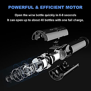 Electric Wine Opener Set, Rechargeable Automatic Wine Corkscrew Remover Kit, Cordless Electric Wine Bottle Opener with USB Charging Cable, Wine Pourer, Vacuum Stopper, Foil Cutter for Wine Lovers Gift