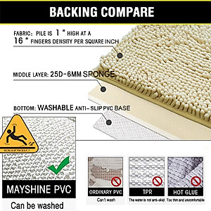 Bathroom Rugs Chenille 3 Piece Extra Soft and Absorbent Shag Bathroom Rugs, Machine Wash Mat, Strong PVC Non-Slip Underside, Plush Carpet Mats (Dark Grey)