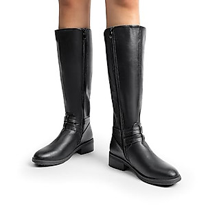 DREAM PAIRS Women's Knee High Boots, Buckle Riding Boots,Size 10,Black,UNCLE