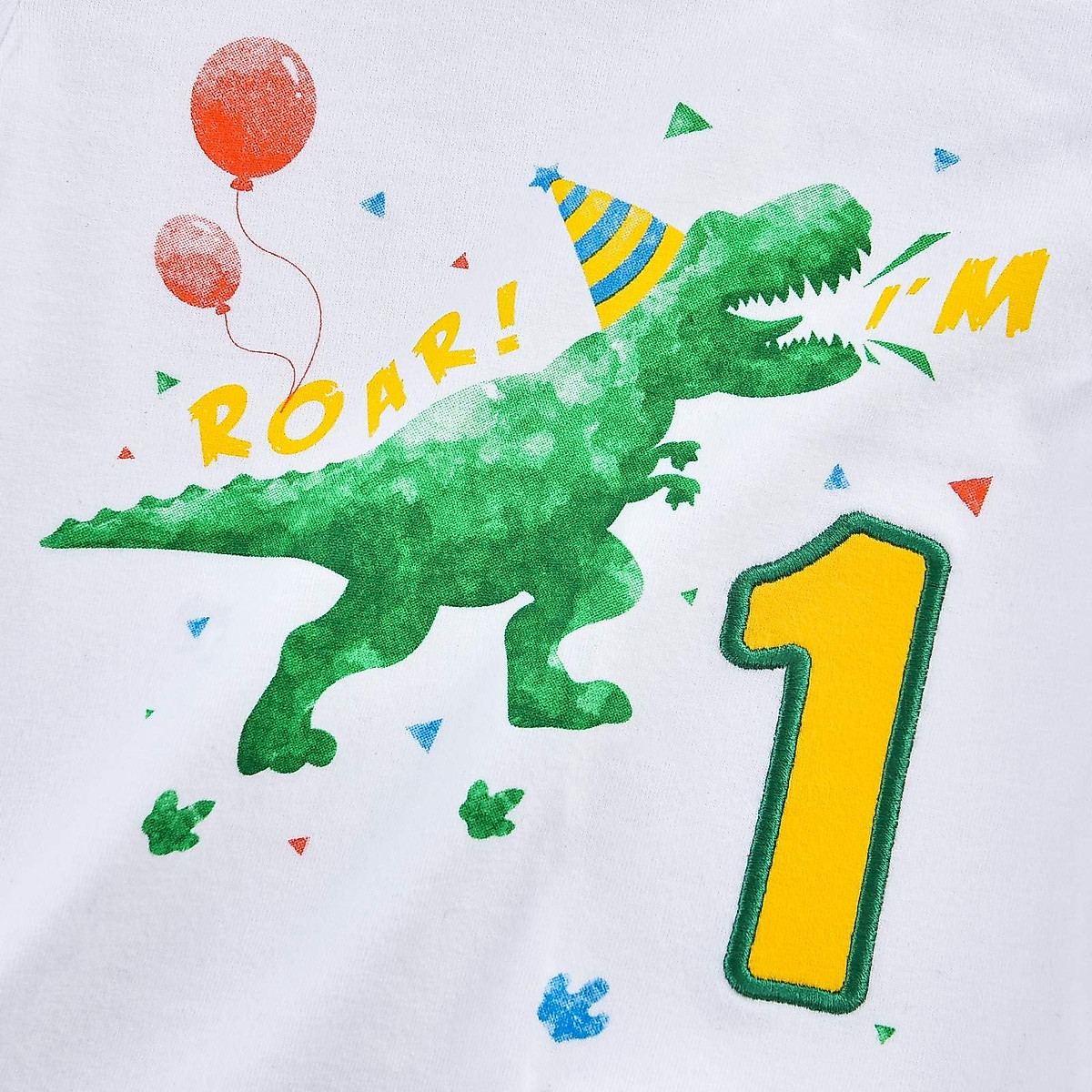 1st Birthday Boy Shirt Dinosaur Birthday T-Shirt 1 Year Old Toddler Dinosaur Outfit Cotton White Dino Party Shirt Roar I’m 1 Short Sleeve Top Tee Toddler One Rex T Shirt for Kids