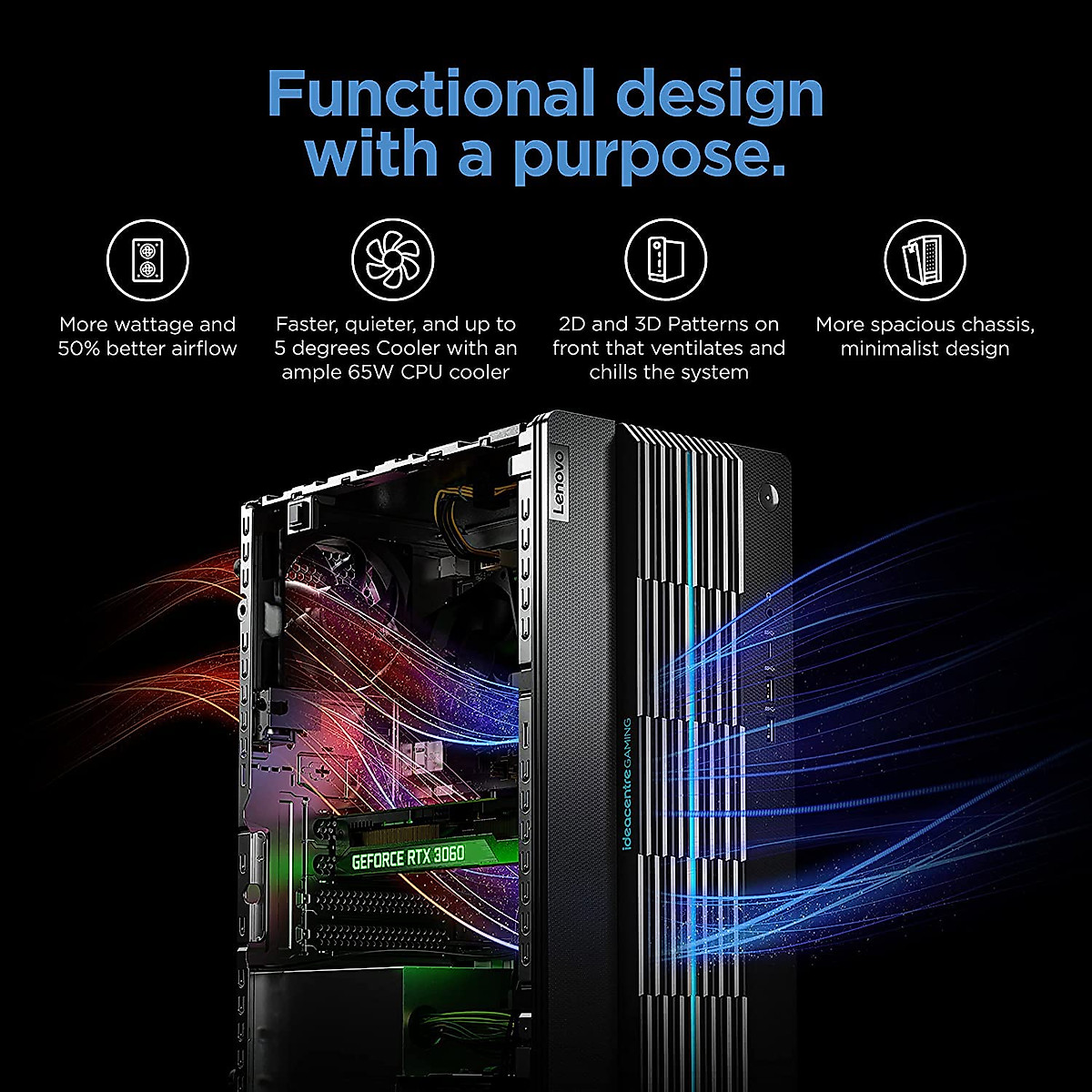 Lenovo 2023 IdeaCentre 5i Gaming Desktop PC, AMD Ryzen 7 5700G 8-Core(Up to 4.6GHz), GeForce RTX 3060, 64GB RAM 3200MHz, 2TB PCIe SSD + 2TB HDD, Keyboard & Mouse, Ethernet, WiFi 6, Bluetooth, Win11