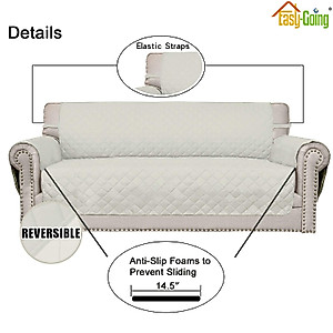 Easy-Going Reversible Oversized Couch Cover for 3 Cushion Couch Sofa Cover for Dogs Water Resistant Furniture Protector Cover with Foam Sticks for Pet (Oversized Sofa, Ivory/Ivory)