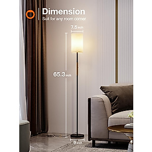 addlon Floor Lamps for Living Room, dimmable Floor lamp with Linen lampshade, Modern Standing Lamps, Bright Floor lamp for Bedroom and Office - Black