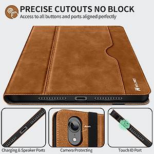 H HOLIMET Case for 2024 iPad Mini 7/2021 iPad Mini 6 with Pencil Holder Pocket with Soft TPU Back Cover (Fits Model #'s A2567, A2568, A2569, A2993, A2995, A2996), Sleep/Wake, Vegan Leather
