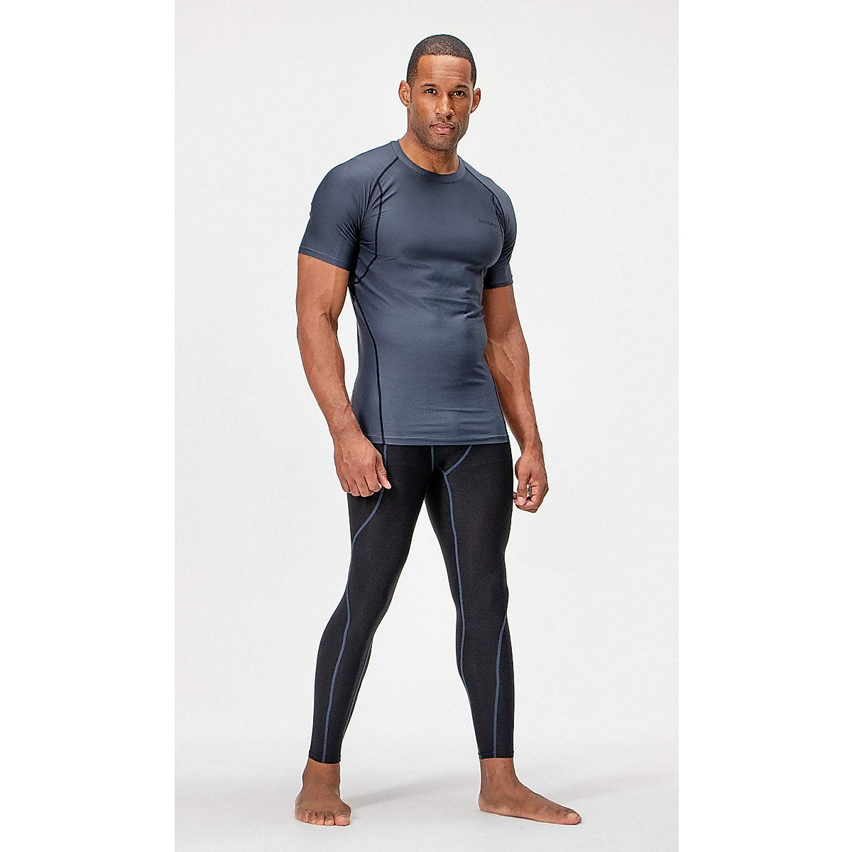 DEVOPS 3 Pack Men's Cool Dry Short Sleeve Compression Shirts, Sports Baselayer T-Shirts Tops, Athletic Workout Shirt (Medium, Black/Charcoal/White)