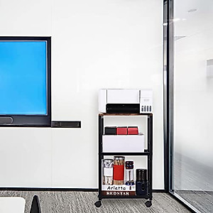 Zhanyun 3 Tier Rolling Cart, Kitchen Storage Shelves,with Storage and Steel Frame, Multifunctional Utility Cart for Kitchen, Bathroom, Living Room, Bar, Office (3 Tie)