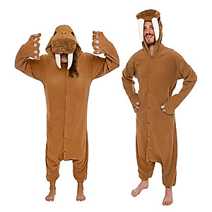 Funziez! Adult Onesie Halloween Costume - Animal and Sea Creature - Plush One Piece Cosplay Suit for Adults, Men and Women