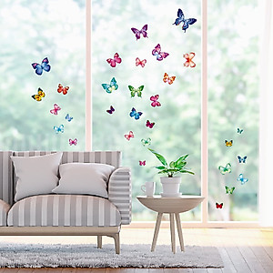 DECOWALL BS-1302 30 Vibrant Butterflies Kids Wall Stickers Wall Decals Peel and Stick Removable Wall Stickers for Kids Nursery Bedroom Living Room d?cor