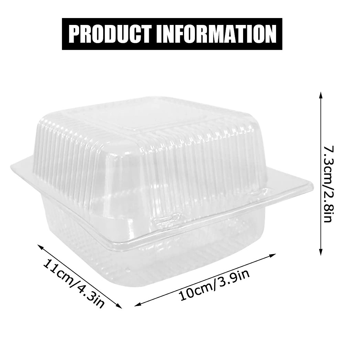 WAQIAGO 100 PCS 5x5 Inch Plastic Clamshell Take Out Tray,Disposable Sturdy Hinged LoafContainers,to go containers Disposable Takeout Box for Salads,Fruit,Hamburgers,Sandwiches,Cupcake