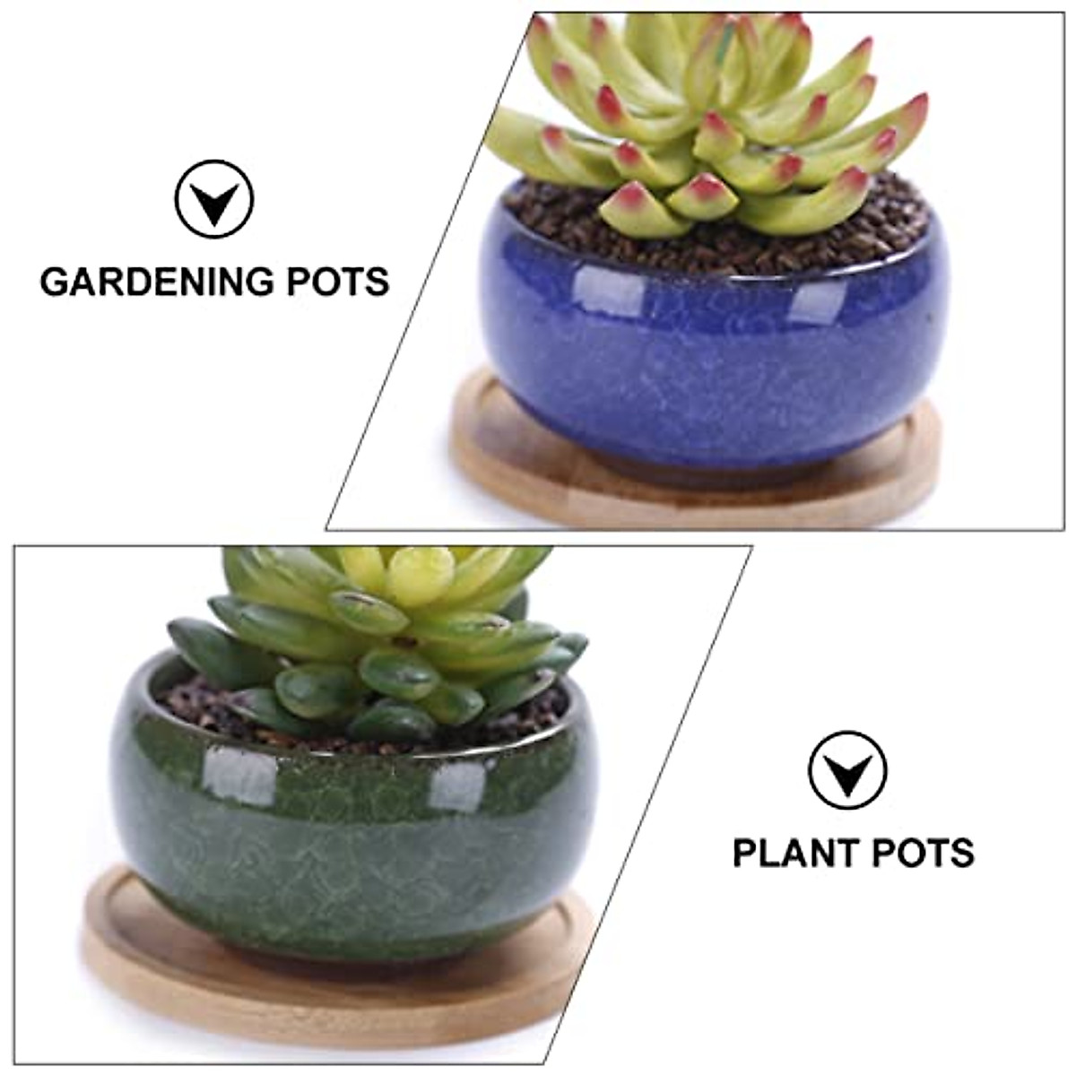 Yardwe 3 Sets Balcony Table and Pot Desk Container Cup Garden Hole Flower Style Containers Green Modern Round Gardening Bonsai Trays Greenhouse Tray Nursery Vintage Ceramic