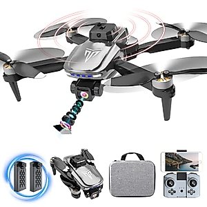 Brushless Motor Drone with Camera-4K FPV Foldable Drone with Carrying Case,2 batteries provide a total of 40 mins of battery life,120° Adjustable Lens,One Key Take Off/Land,Altitude Hold,360° Flip,Toys Gifts for Kids and Adults,Upgrade WiFi Transmission,O