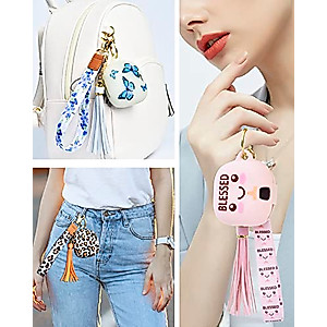 Beats Fit Pro Case Cover with Wristlet Keychain, Cute Luminous YOPICKERN Silicone Earbuds Case with Wrist Key Lanyard for Beats Fit Pro 2021/2022, Gift for Women, Leopard