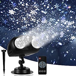 Christmas Snowfall Projector Lights, Highlight Dynamic LED Snow Light Projection, IP65 Waterproof Snowfall Spotlight Lighting for Xmas Holiday Wedding Party Home Garden Landscape, with Remote Control