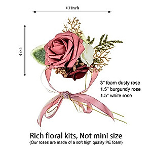 Daxi Events 6 PCS Rose Wrist Corsage for Bridesmaid, Mother of Bride and Groom Corsage, Girl Prom Flowers, Wedding Ceremony,  Anniversary, Homecoming, Bridal Shower(Dusty Rose)