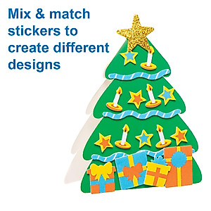 Baker Ross AX594 Christmas Tree Mix & Match Card Kits - Pack of 6, Personalize Your Own Festive Cards, Arts and Crafts for Kids