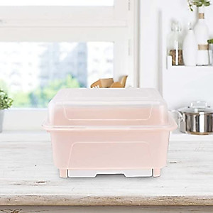 Operitacx Baby Bottle Drying Rack Kitchen Drain Rack Dish Drying Rack Bowl Chopsticks Drainer Holder Dishes Organizer Tableware with Lid Cover for Restaurant Kitchen Home (13x10.2x7.9 inch)