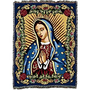 Pure Country Weavers Our Lady of Guadalupe - Nuestra Señora de Guadalupe - Catholic Mexicans Mexico - Religious Gift Tapestry Throw Woven from Cotton - Made in The USA (72x54)