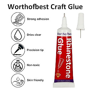 Worthofbest 3/4/5/6/8/10mm Ivory Flatback Pearls with Craft Glue, Flat Back Pearls Beads for Crafting, Round Half Back Pearls for Crafts DIY Makeup Nail Clothes Clothing Accessories Shoes Home Decor