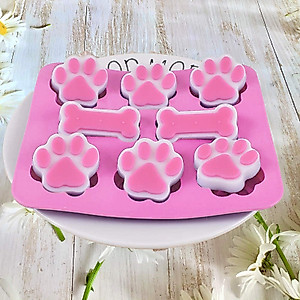 Shxmlf Dog Baking Supplies, Dog Treat Silicone Molds,Stainless Steel Puppy Paw Bone House Cookie Cutters, with 100 Pieces Dog treat bags for Homemade Chocolate, Candy, Jelly, Ice Cube, Doggie Treats