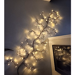 LKGOOD Vines for Room Decor with Remote Control On/Off Timmer Dim,7.5FT Artificial Plants Tree Willow Vine Lights Plug in 144 LEDs for Walls Bedroom,Living Room,Indoor Home Decoration(Brown)