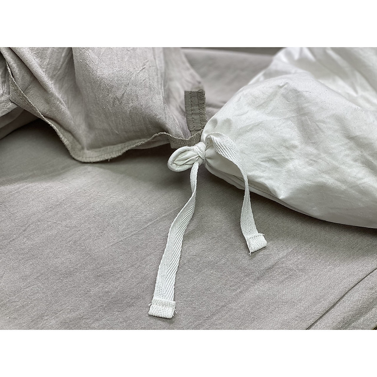 Get Bed Ready Stone Washed Cotton Casual Duvet Cover Set Solid Color Relaxed Modern Style Bedding Natural Wrinkled Lived-in Look Putty (Neutral, King)