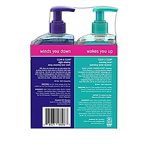 Clean & Clear 2-Pack Day & Night Daily Face Cleansers, Morning Burst Hydrating Facial Cleanser & Night Relaxing Deep Cleansing Face Wash, Oil-Free & Won't Clog Pores, 2 x 8 fl. oz