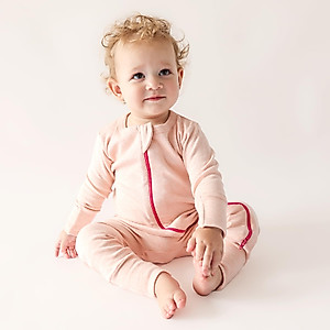 PARADE Organic Snuggle Soft Melange '2-Way' Zipper Romper Pink Melange 0-3M with Mitts