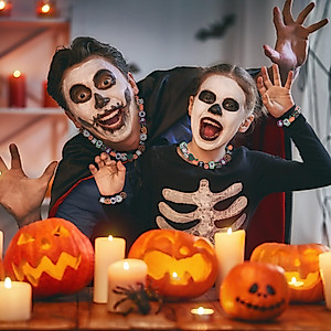 MAIOUSU STORE 200PCS Random Halloween Polymer Clay Beads Heishi Spacer Beads Fall Halloween Clay Bead Set Assorted Pumpkin Ghost Spider Bat Clay Beads for Bracelet Necklace Earring DIY