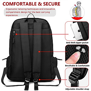 Sport Backpack College School Bookbag 15.6 Inch Laptop Backpacks Casual Daypack with USB Charging Port Headset Port for Men Women (Black)