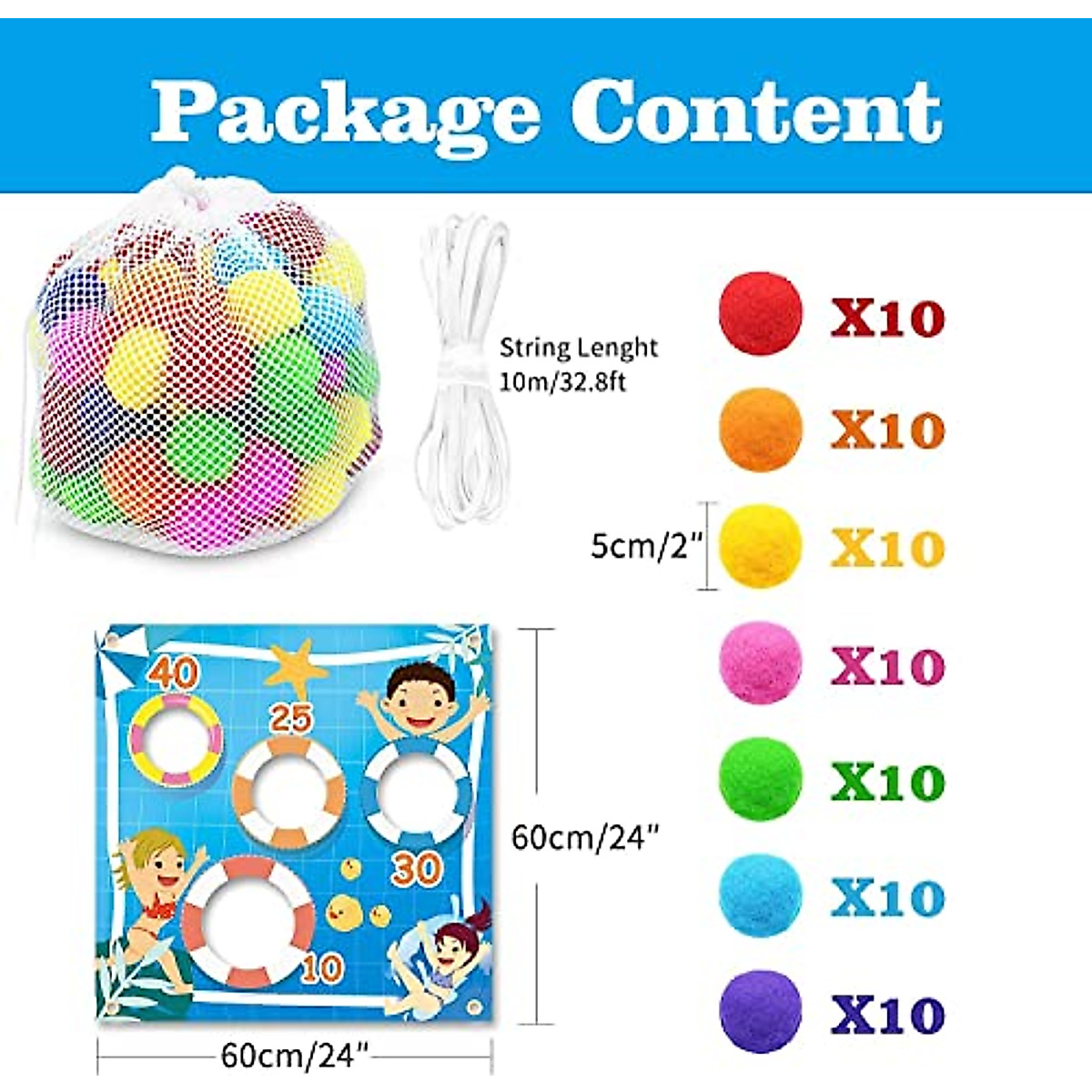 HiDiT Yv 70PCS Reusable Water Balls,Soft Cotton Splash Water Soaker Balls for Outdoor Water Toys Games,Reusable Water Balloons Beach Balls for Kids Adult Fun Summer for Backyard