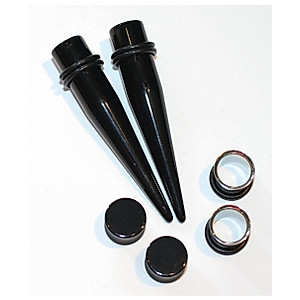 Zaya Body Jewelry 3 Pairs of Black Tapers 316l Steel Tunnels and Black Plugs Ear Stretching Kit Gauges Gauging Plugs 14g-1 Inch 7/8 22mm (7/8)