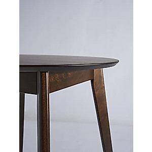 DAIVA CASA Orion Round Wooden Dining Table Birch Circle Dinner Table Solid Wood Kitchen & Dining Room Tables/Scandinavian Furniture Mid Century Modern Table Brown Small Dining Room Table 31 inch