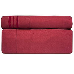 Split King Sheets - Breathable Luxury Sheets with Full Elastic & Secure Corner Straps Built In - 1800 Supreme Collection Extra Soft Deep Pocket Bedding Set, Sheet Set, Split King Size, Burgundy