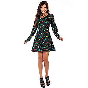 Tipsy Elves Cute Christmas Black Twinkle Lights Dress for Women Size Medium