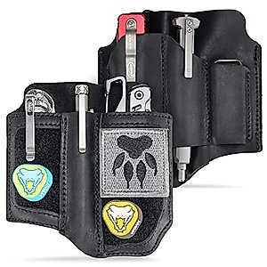 VIPERADE PL8 Multitool Sheath, EDC Leather Organizer Sheath with DIY Patch Area, Leather Sheath for Multitool, Knife, EDC Tools, EDC Pocket Organizer for Men