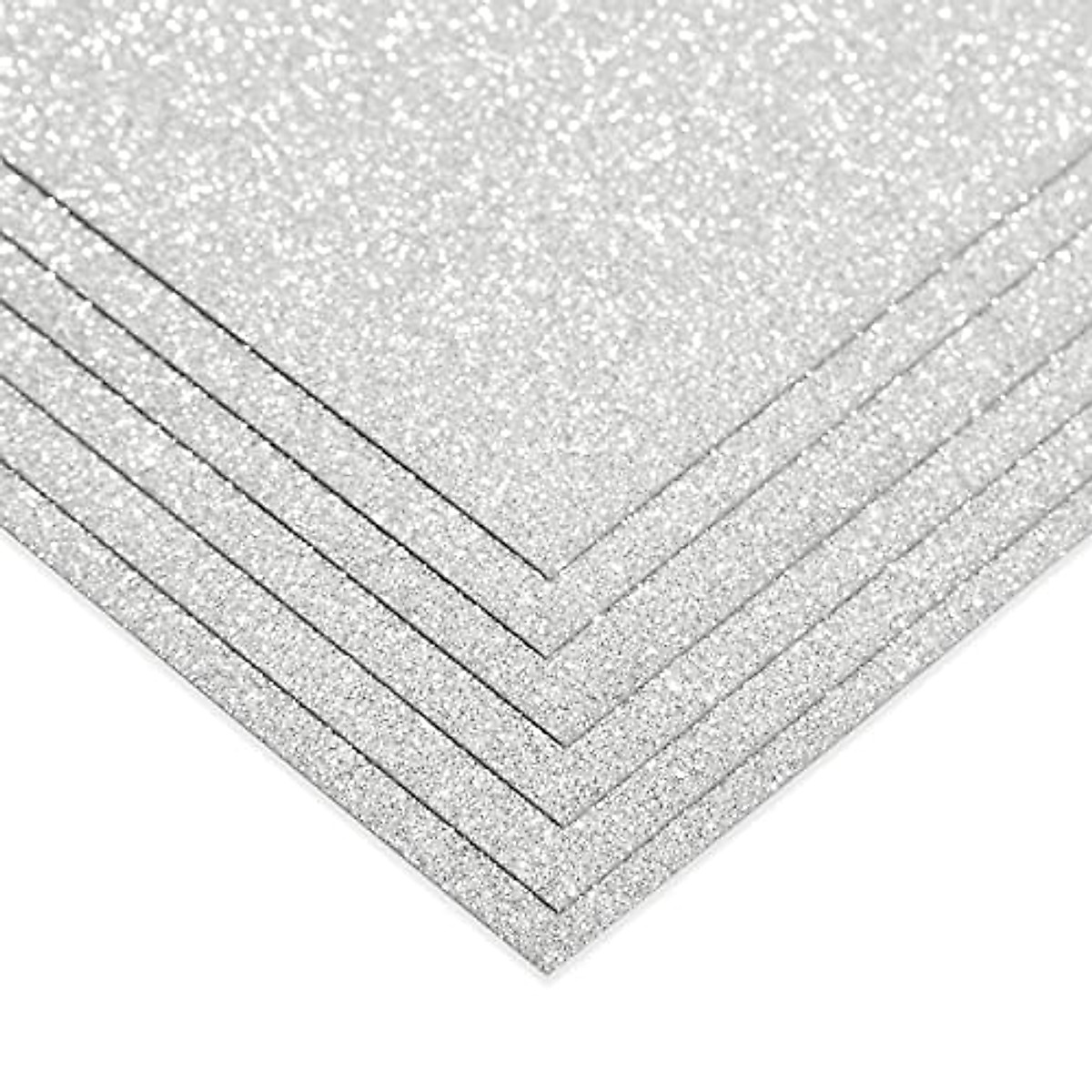 24 Sheets Silver Glitter Cardstock Paper for Scrapbooking, Arts, DIY Sparkle Crafts, 250gsm, Double-Sided (8 x 12 In)